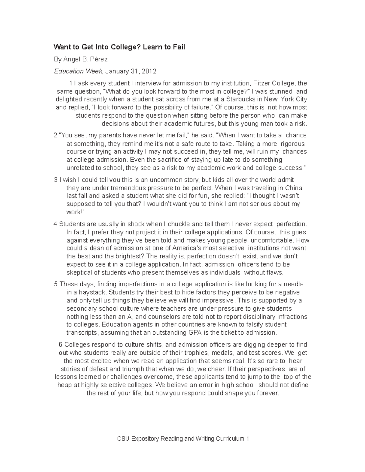 ERWC - Whats Next - Article - Perez - Want to Get Into College? Learn ...