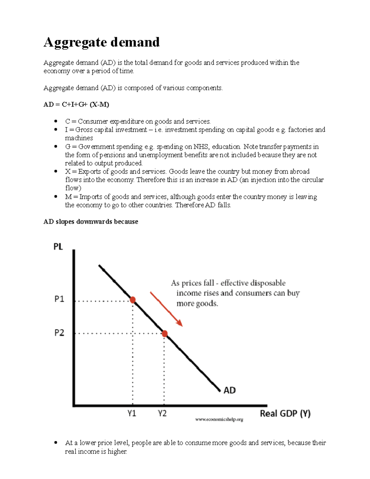 Agg demand curve-1 - ahmad - Aggregate demand Aggregate demand (AD) is ...