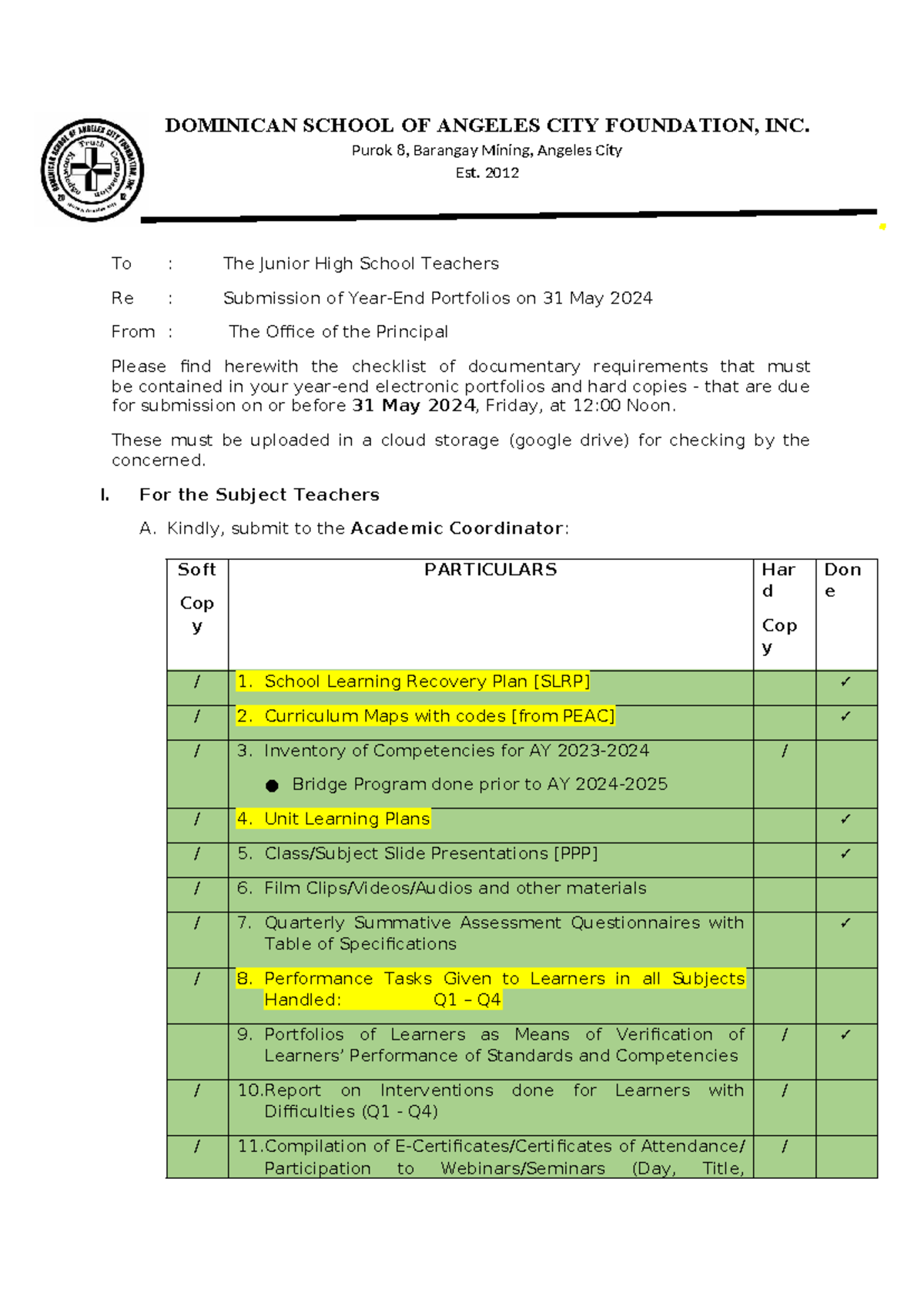 JHS-Portfolio-Checklist-edited-28-May-2024 - DOMINICAN SCHOOL OF ANGELES CITY FOUNDATION, INC ...