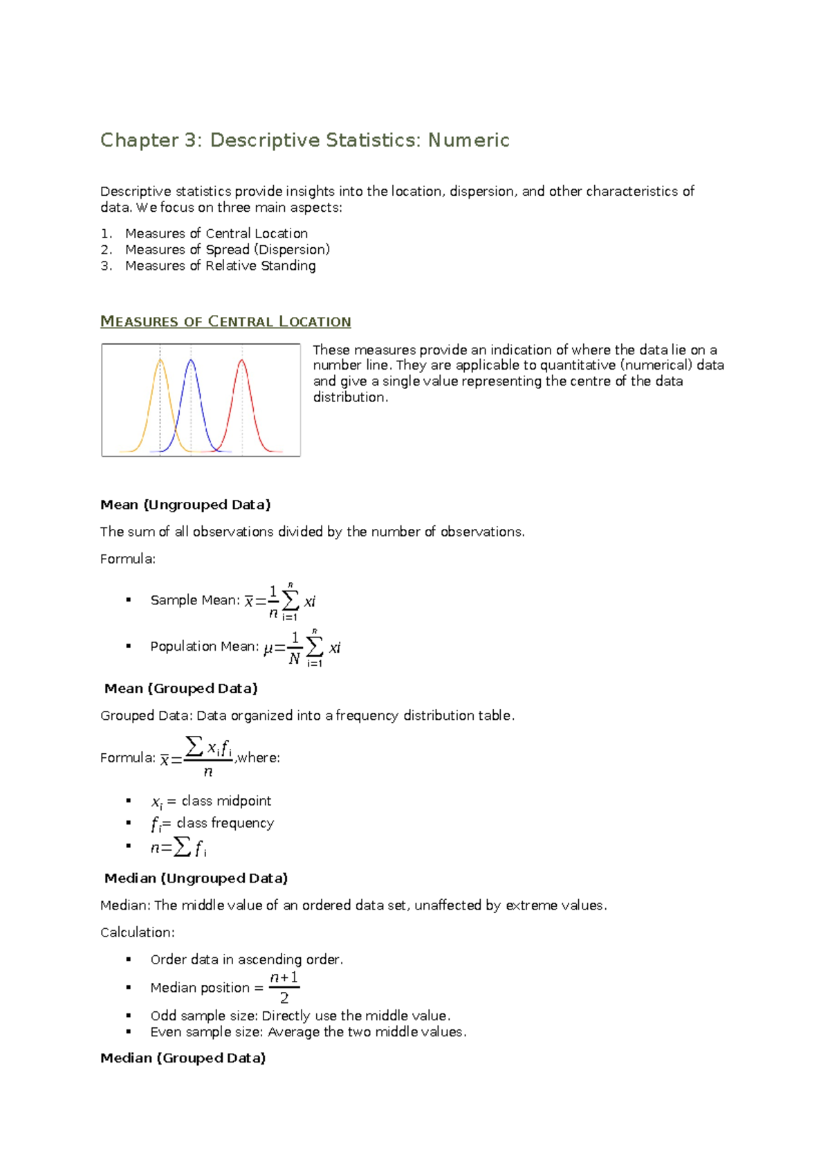 Chapter 3 Descriptive Statistics -Numeric - Chapter 3: Descriptive Statistics: Numeric ...