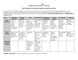 Week 1 - n/a - HSE 210 Module One Worksheet Assignment Guidelines and ...