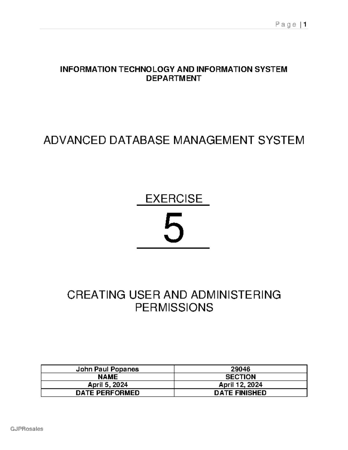 5 Creating User and Administering Permissions - INFORMATION TECHNOLOGY ...