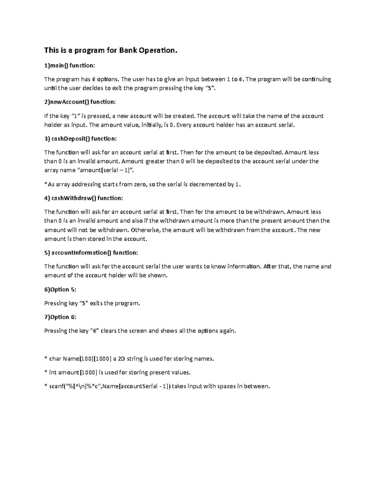 Bank Operation - Summaries of banking performance - This is a program ...