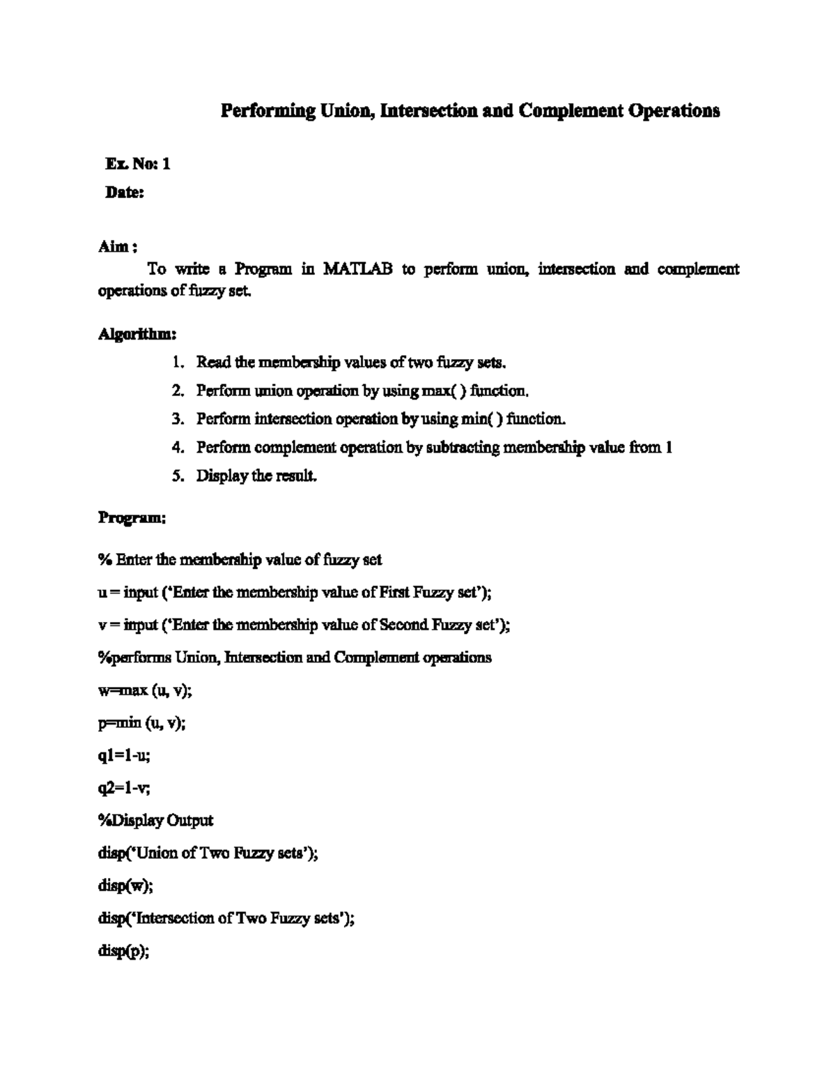 Soft computing Lab manual 7th SEM ECE - Studocu