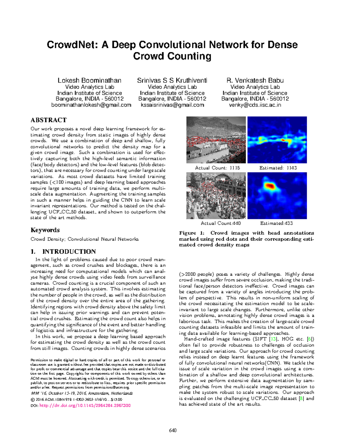 CrowdNet research - CrowdNet: A Deep Convolutional Network for Dense Crowd Counting Lokesh - Studocu