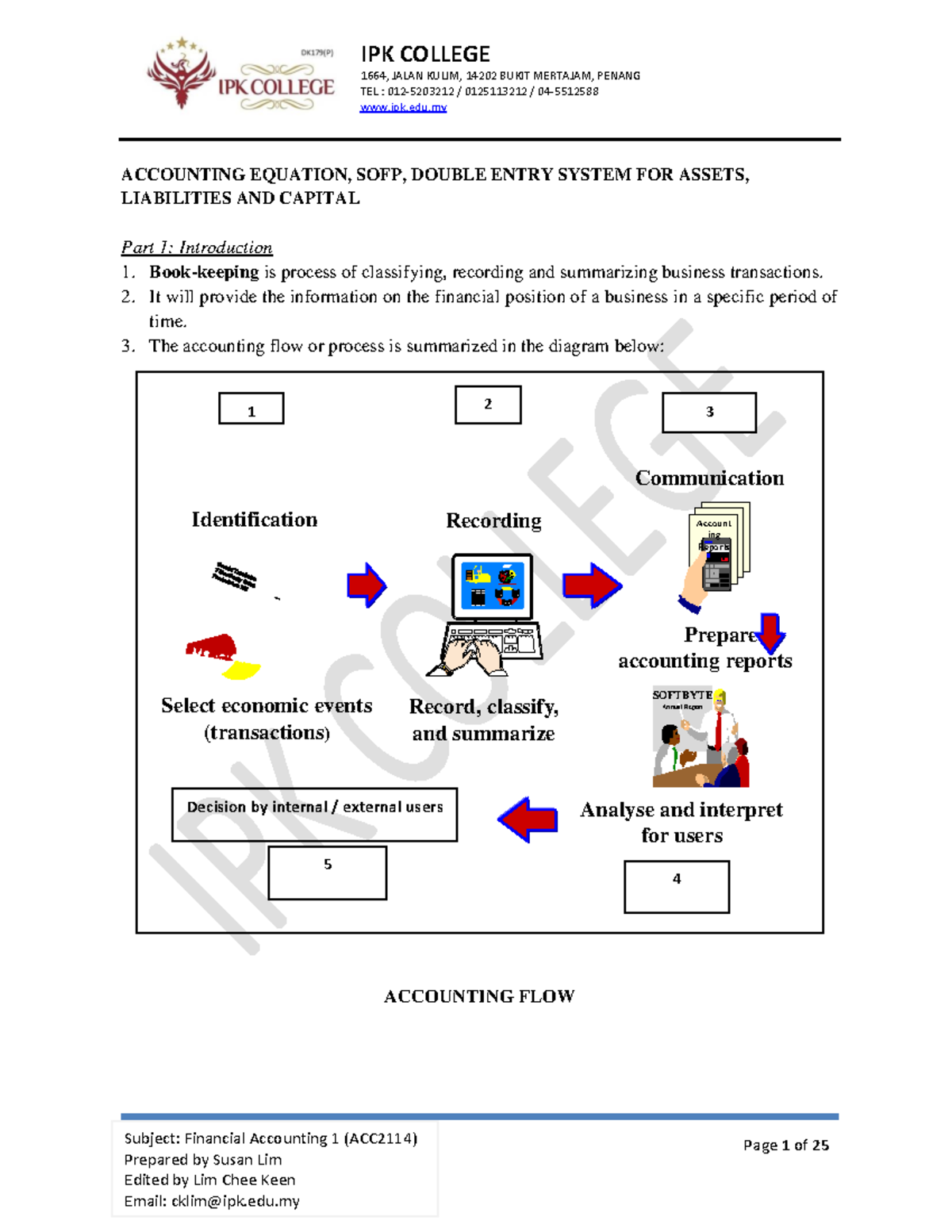 Chapter 1 Accounting Equation - Subject: Financial Accounting 1 ...