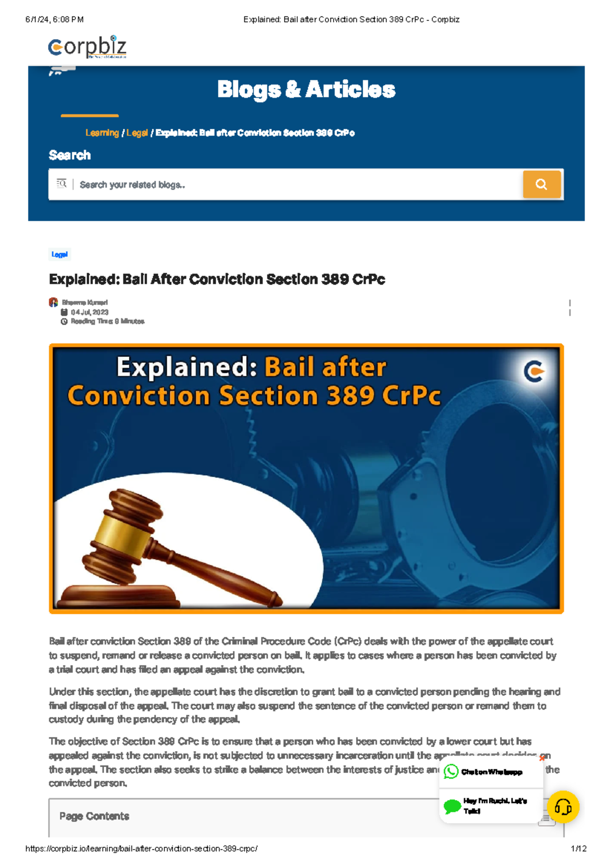 Explained Bail after Conviction Section 389 Cr Pc - Corpbiz - Learning ...