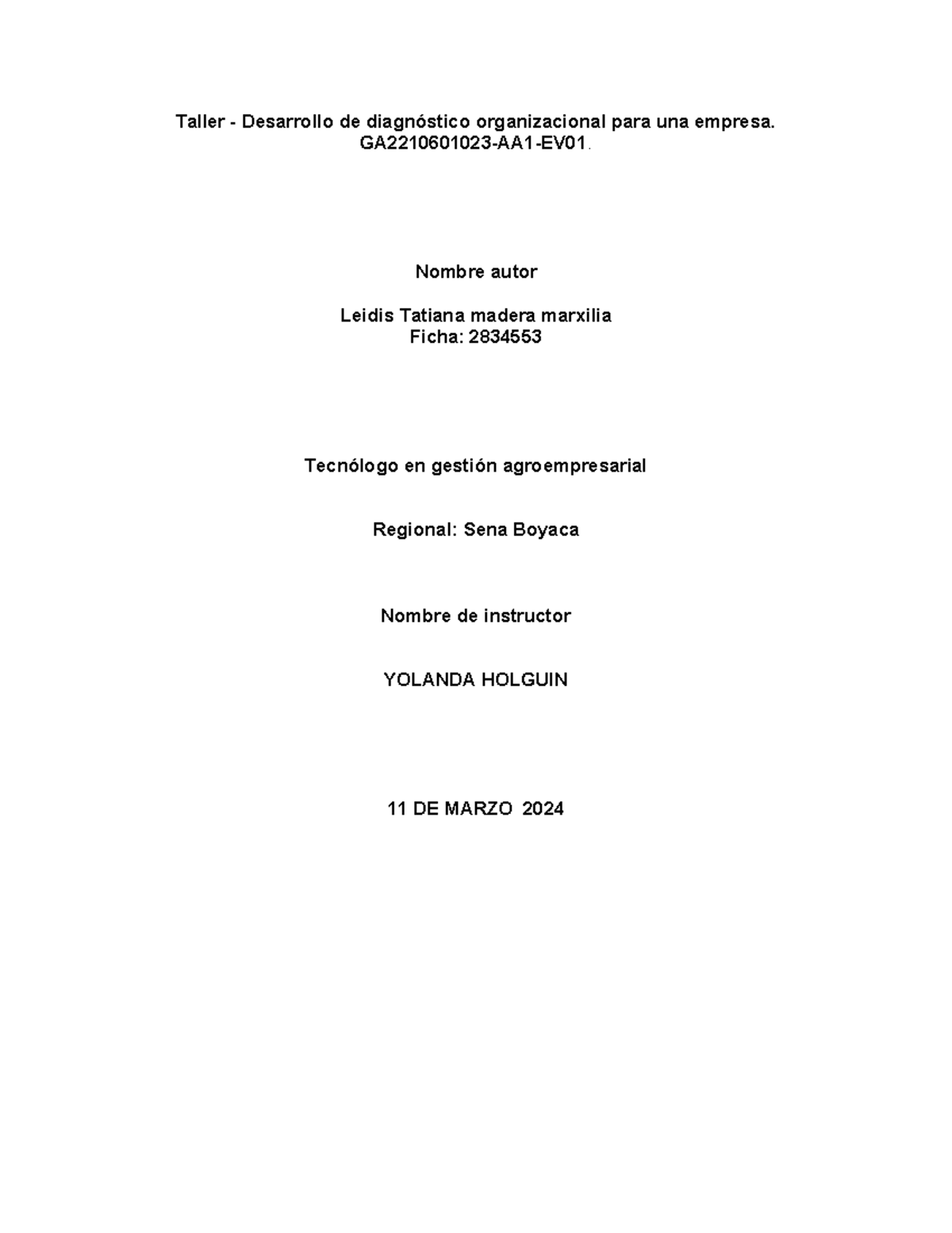Formulacion De Plan De Accion Taller Desarrollo De Diagnóstico