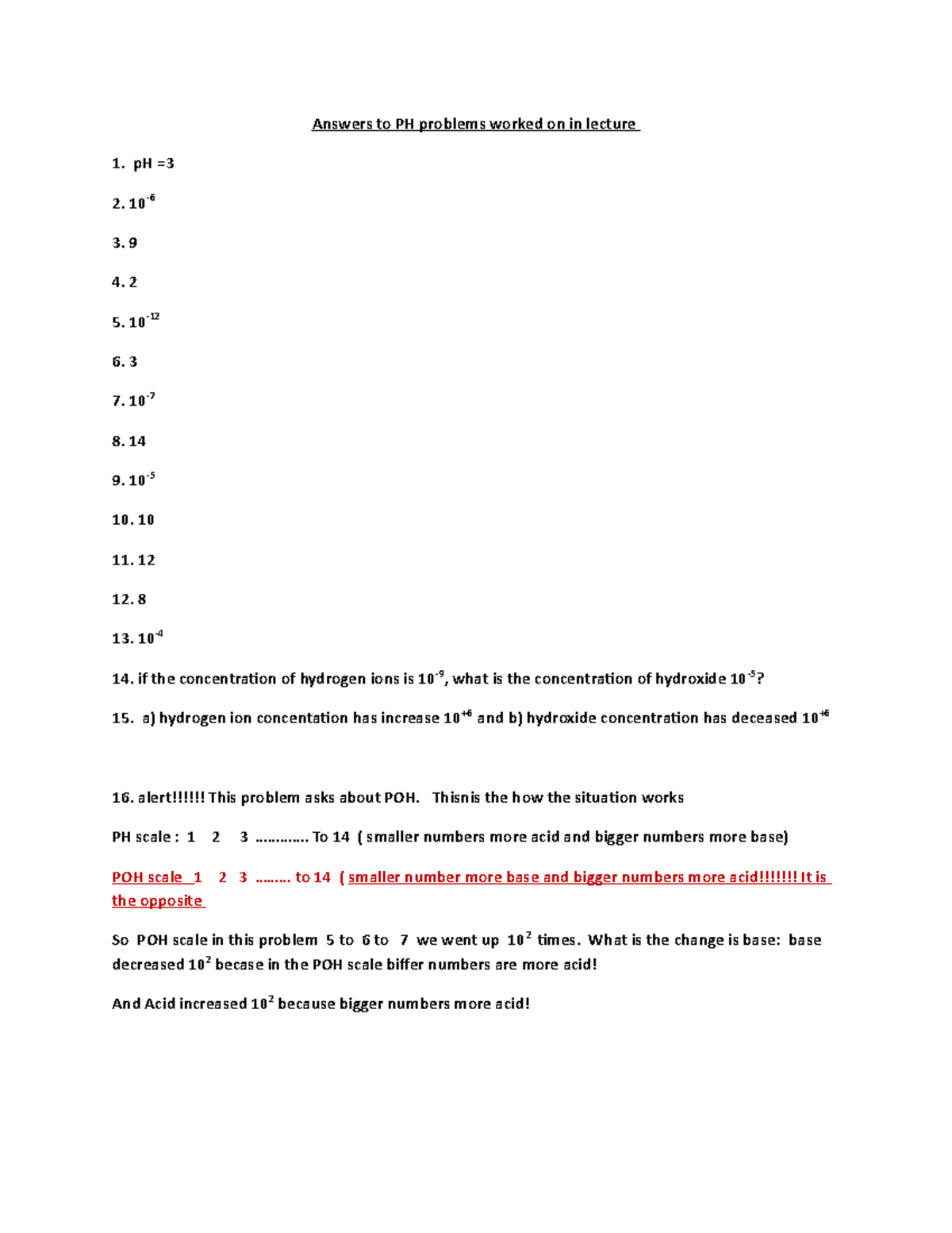Answers to PH problems worked on in lecture Sheet 1 - Answers to PH ...