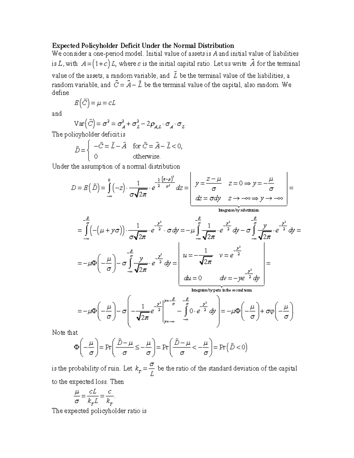EPD-Butsic-Notes - EPD butsic Notes - Expected Policyholder Deficit ...