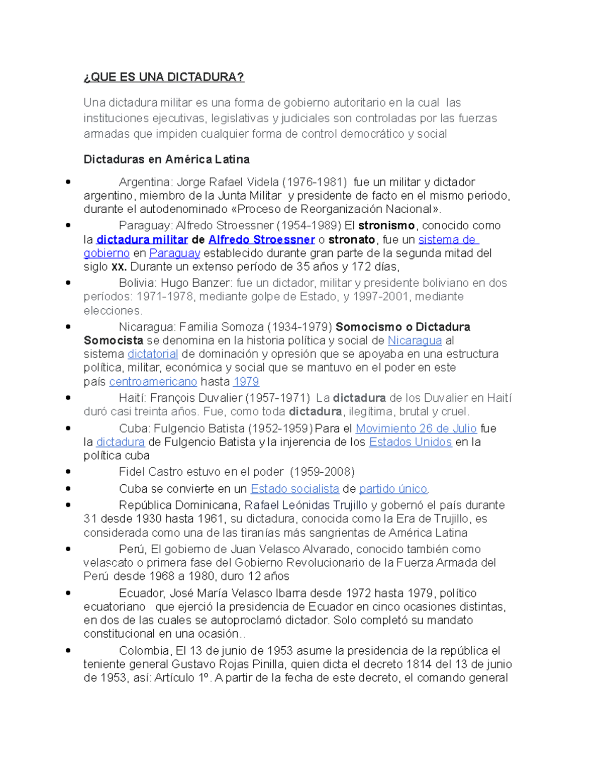 QUE ES UNA Dictadura - ¿QUE ES UNA DICTADURA? Una dictadura militar es ...