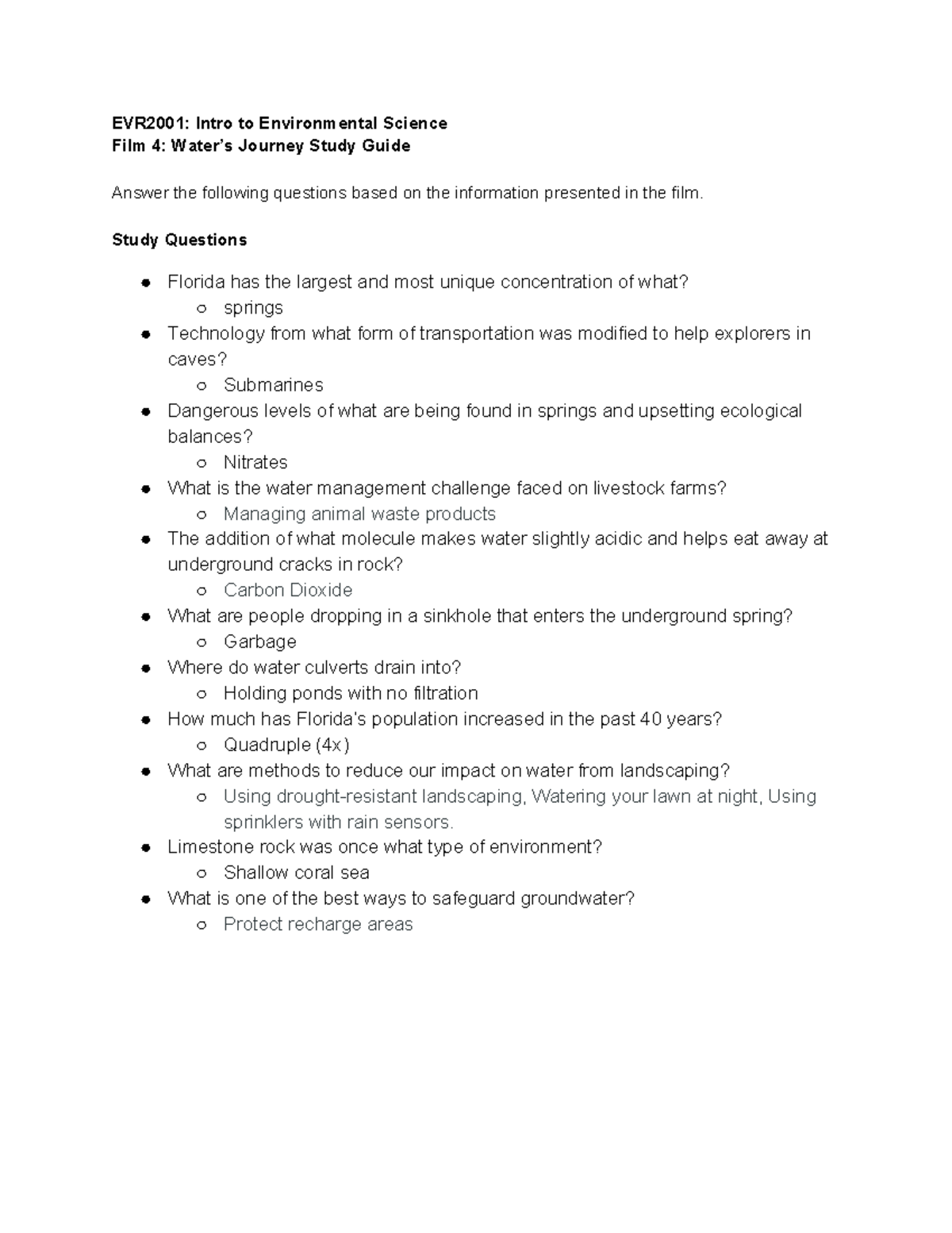 EVR FILM 4 Study Guide - EVR2001: Intro to Environmental Science Film 4 ...