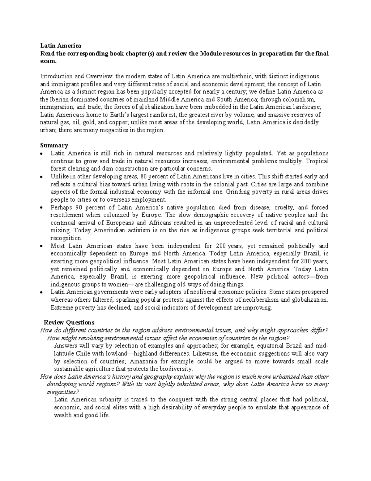 Latin+America+intro+and+wrap+up - Latin America Read the corresponding ...