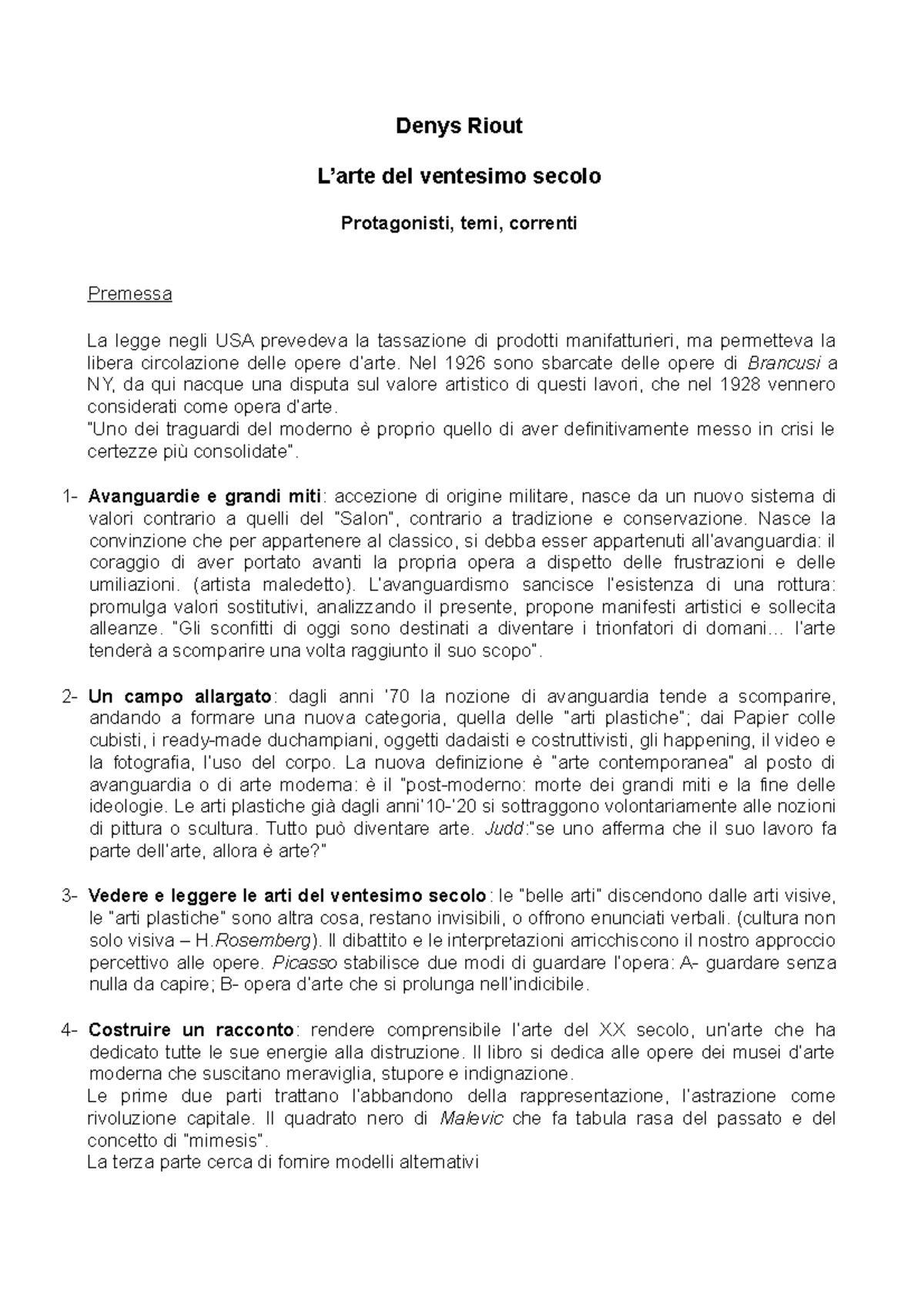 L'arte del ventesimo secolo riassunto denys riout - Denys Riout L’arte ...