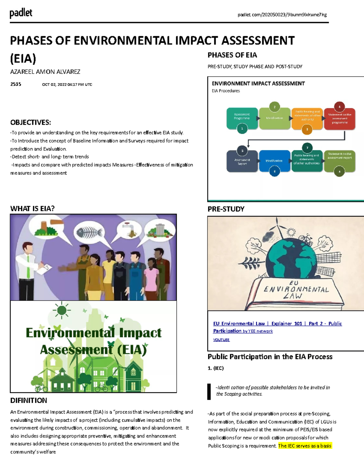 Padlet-9bunm9ixkwne 7kgw - PHASES OF ENVIRONMENTAL IMPACT ASSESSMENT ...