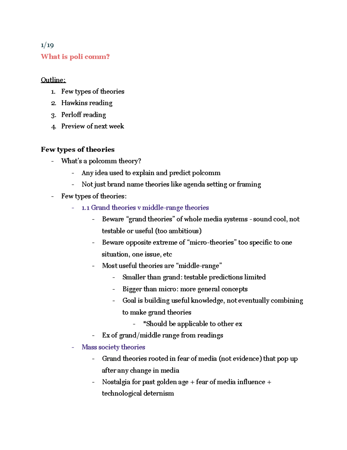 Intro to Poli Comm lecture 2 - 1/ What is poli comm? Outline: 1. Few ...