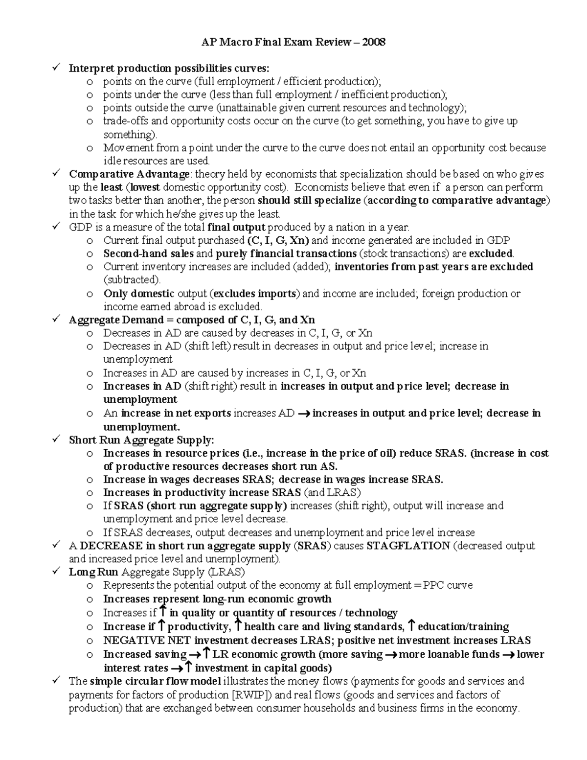 economics notes - AP Macro Final Exam Review – 2008 Interpret ...