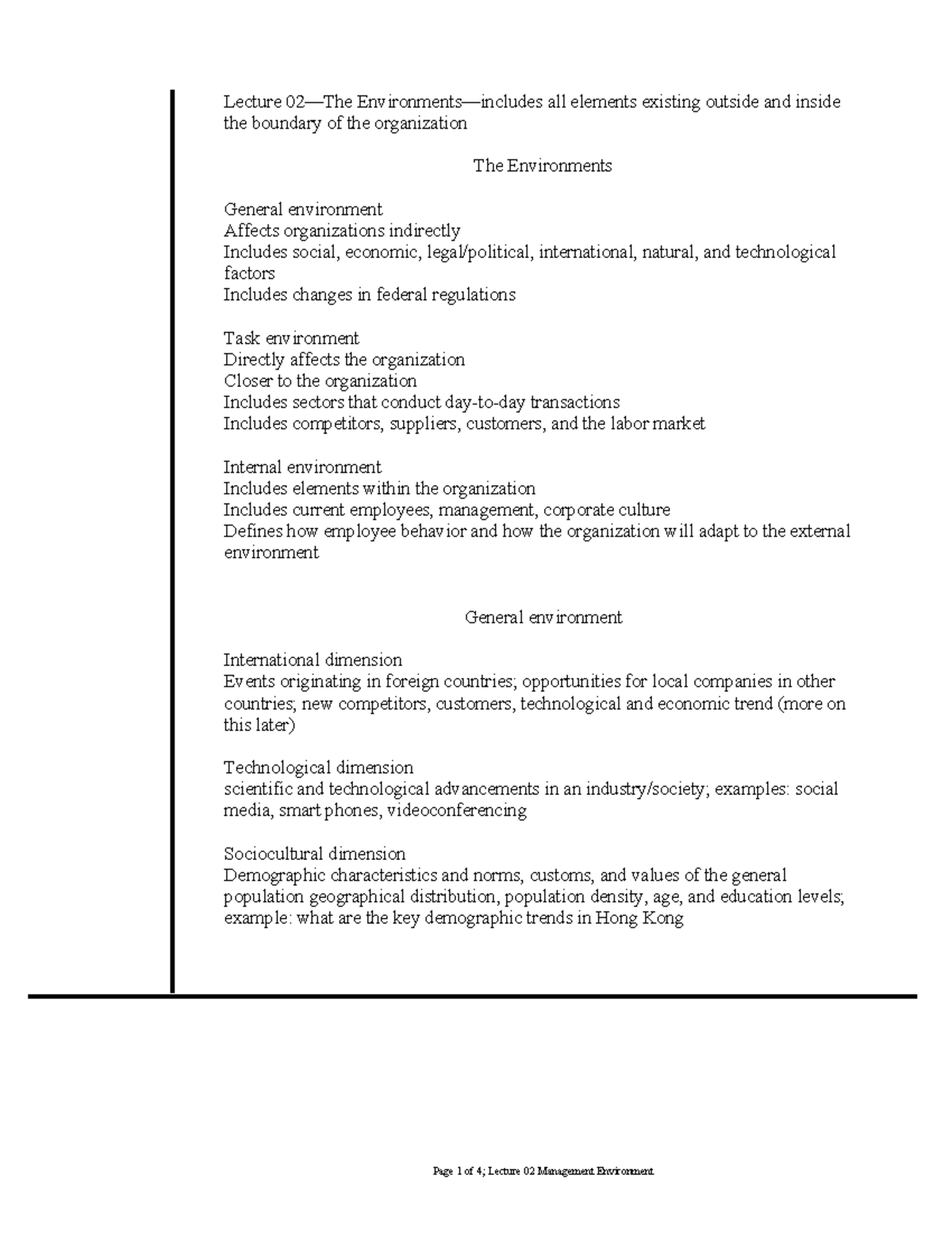 MGNT Lecture 2 notes - Principles of Management - CUHK - Studocu