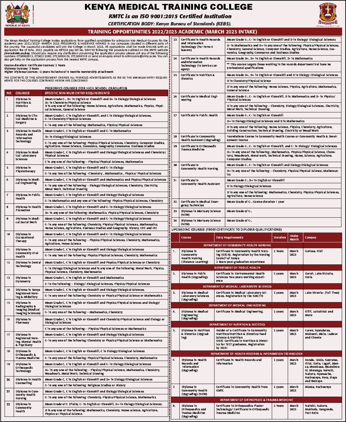 KMTC-2023 - Research at mathari kmtc - KMTC is an ISO 9001:2015 ...