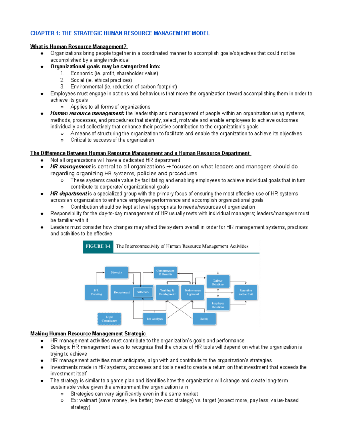 Notes - CHAPTER 1 - CHAPTER 1: THE STRATEGIC HUMAN RESOURCE MANAGEMENT ...