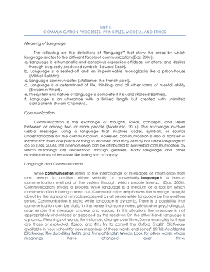 Communication Processes, Principles, Models, AND Ethics-6-8 - Source ...