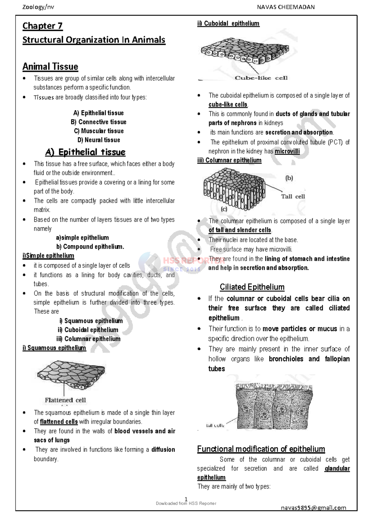 03-structural orgnzn - zoology notes - 1 Chapter 7 Structural ...