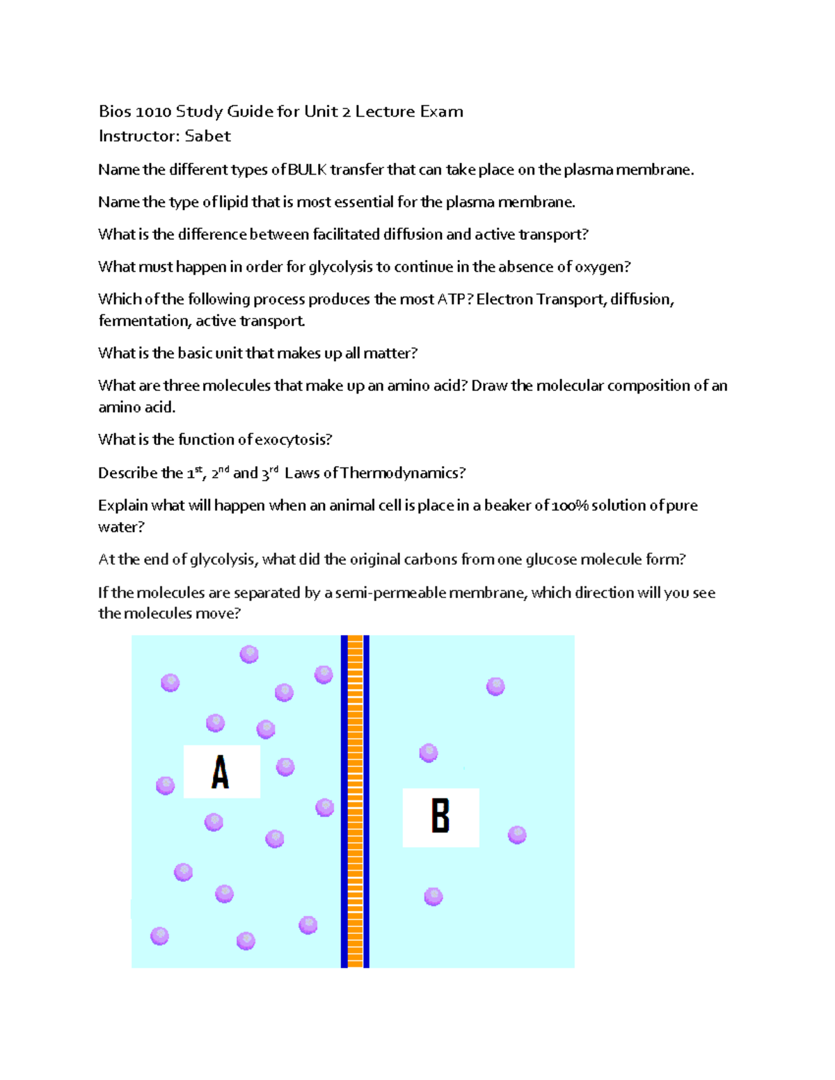 Bios 1010 Unit 2 exam study guide - Bios 1010 Study Guide for Unit 2 ...