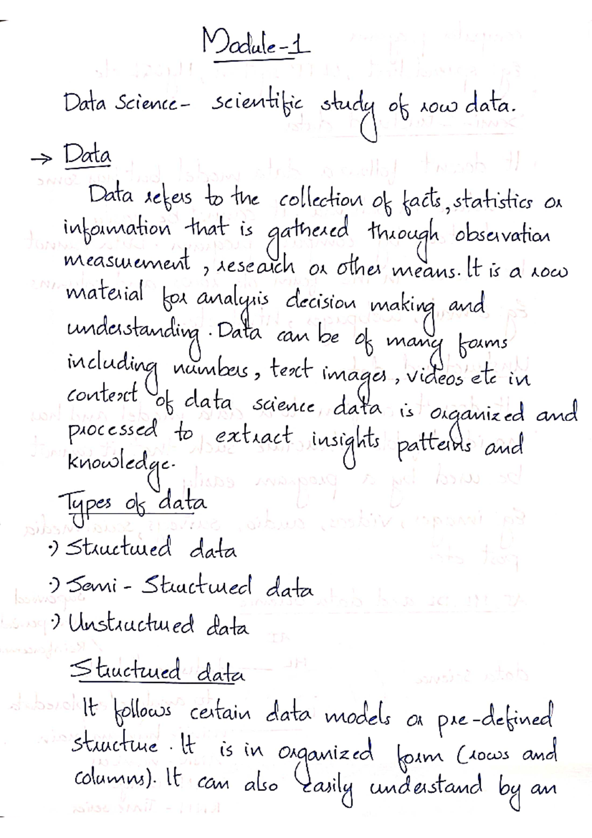 Data Science Note - Data scientific study of low data. Data Data refers ...