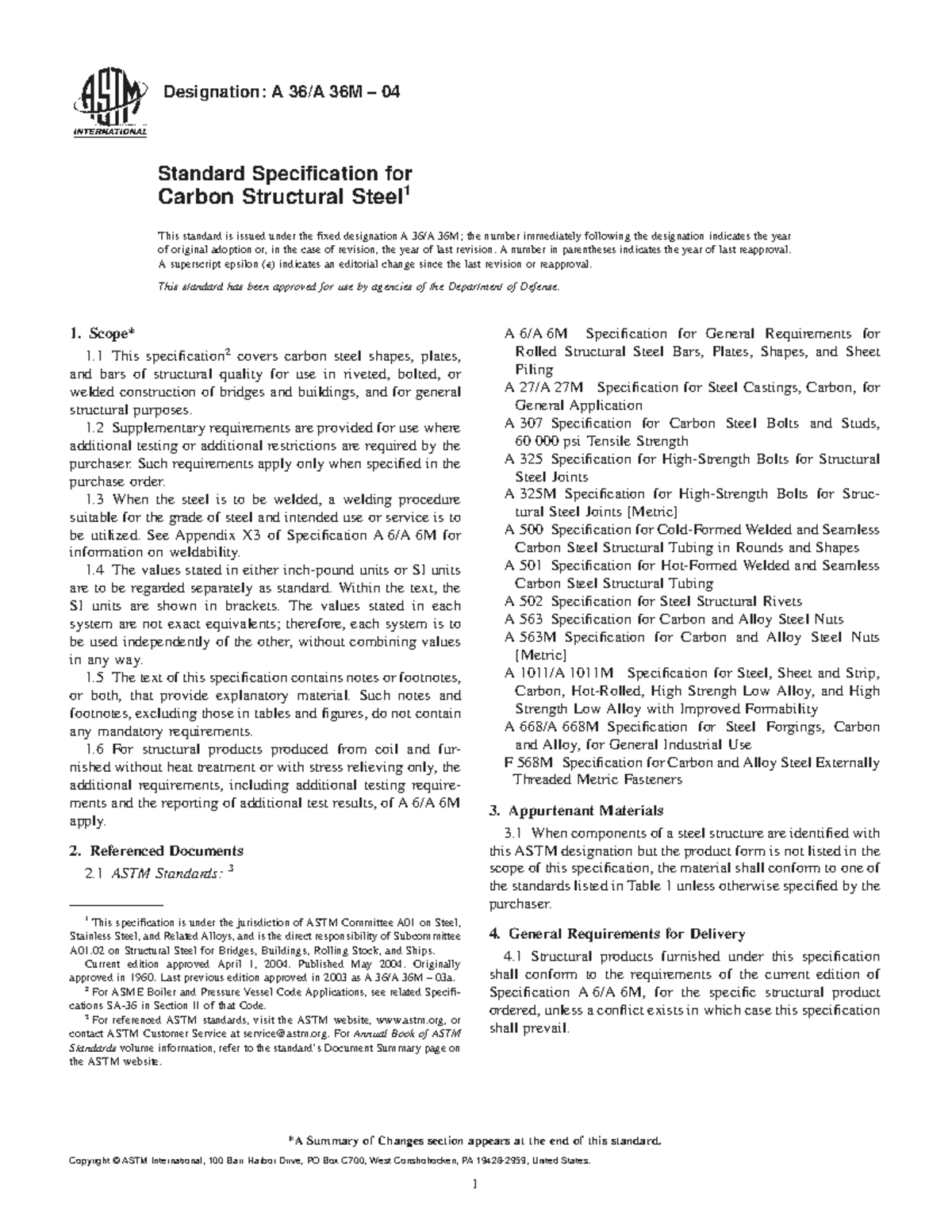 Astm-a36 - NORMA ASTM-A-36 - Designation: A 36/A 36M – 04 Standard ...