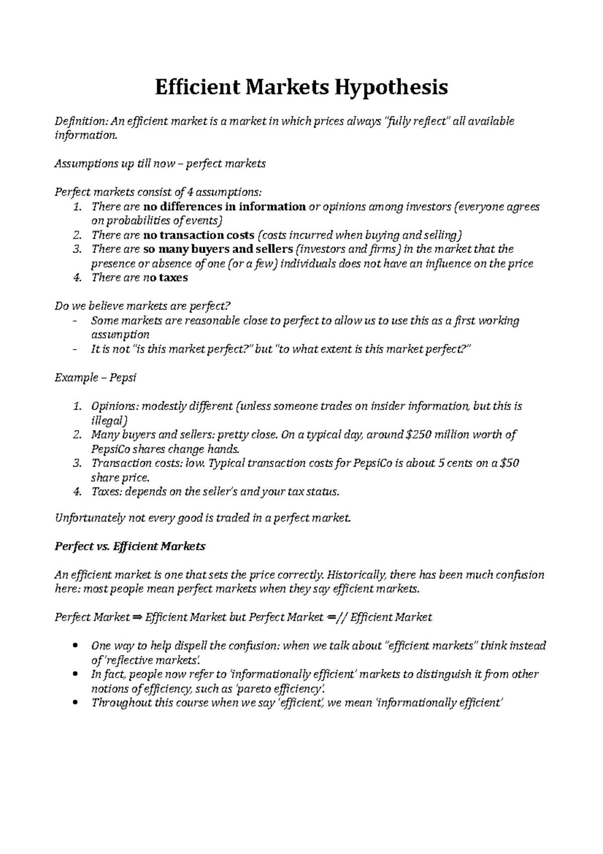 Efficient Markets Hypothesis - Efficient Markets Hypothesis Definition ...