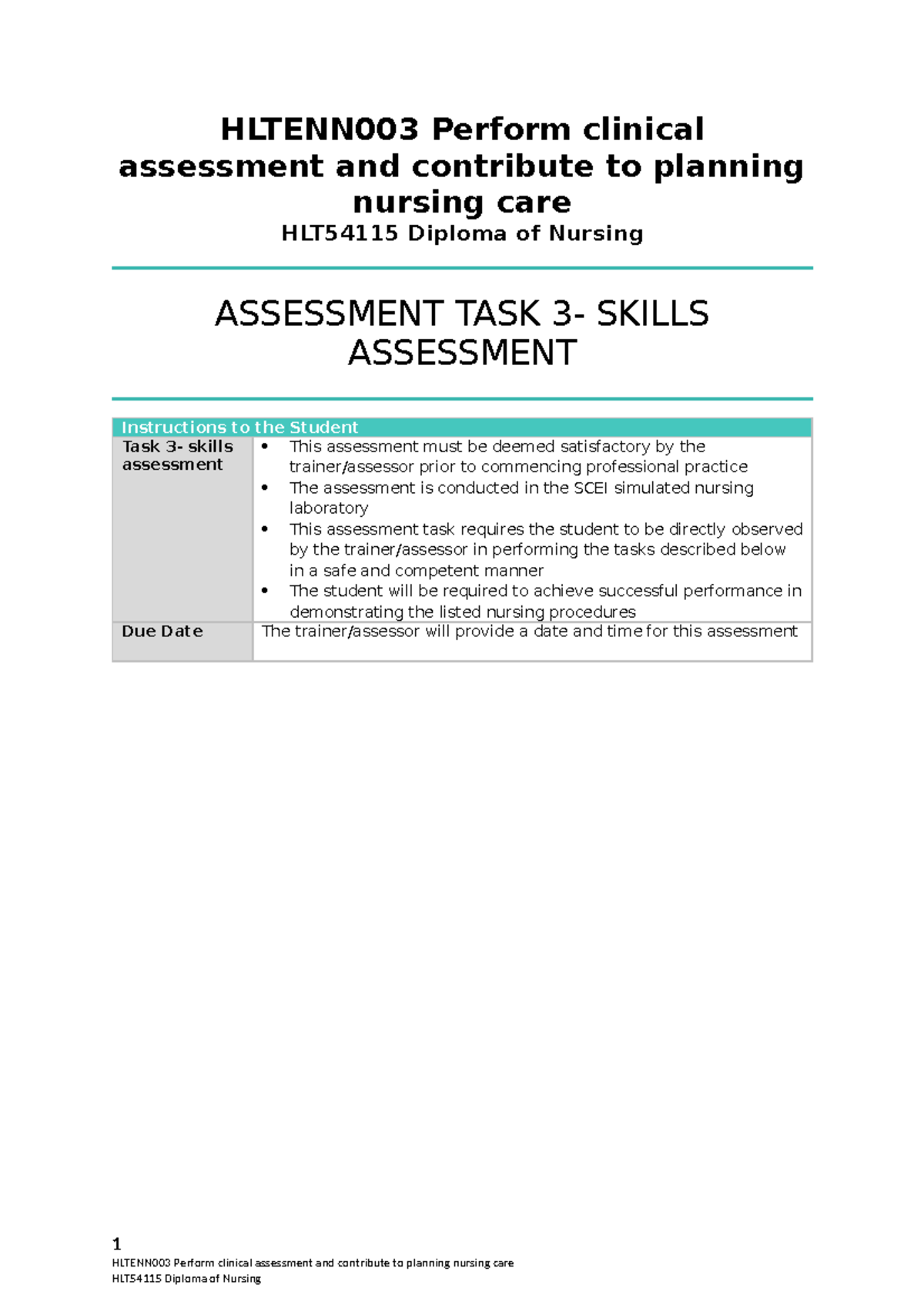 Hltenn 003 Perform clinical assessment and contribute to planning ...