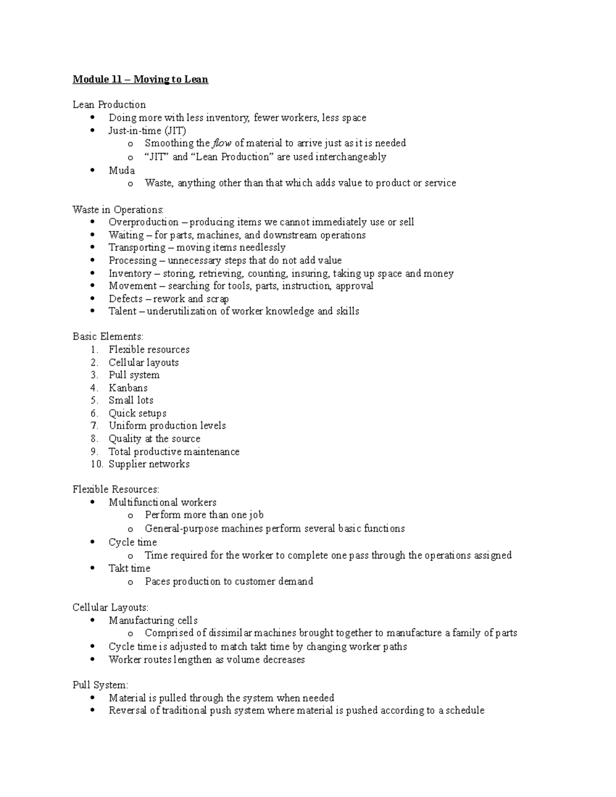 Module 11 - Moving to Lean - Module 11 – Moving to Lean Lean Production ...