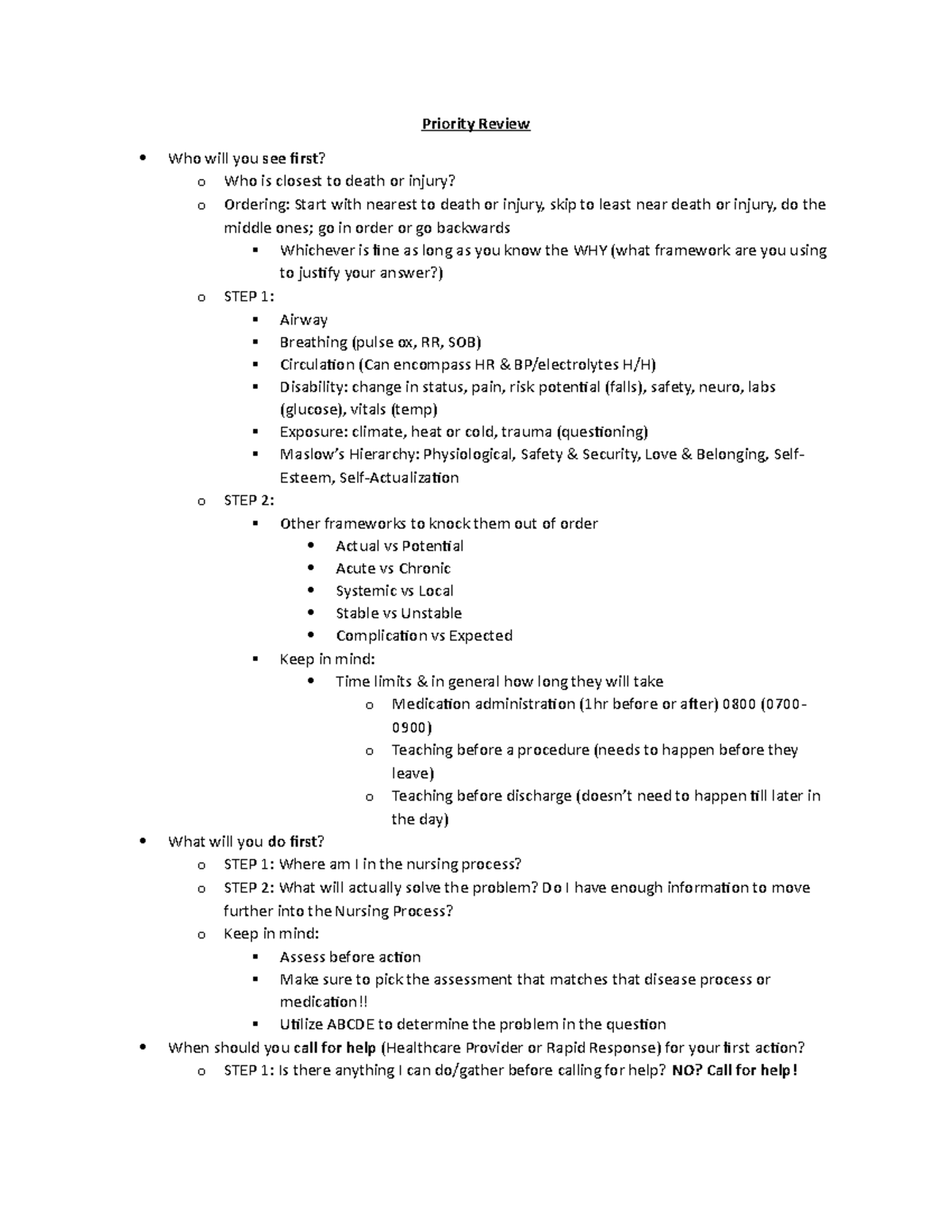 Priority Review - Priority Review Who will you see first? o Who is ...