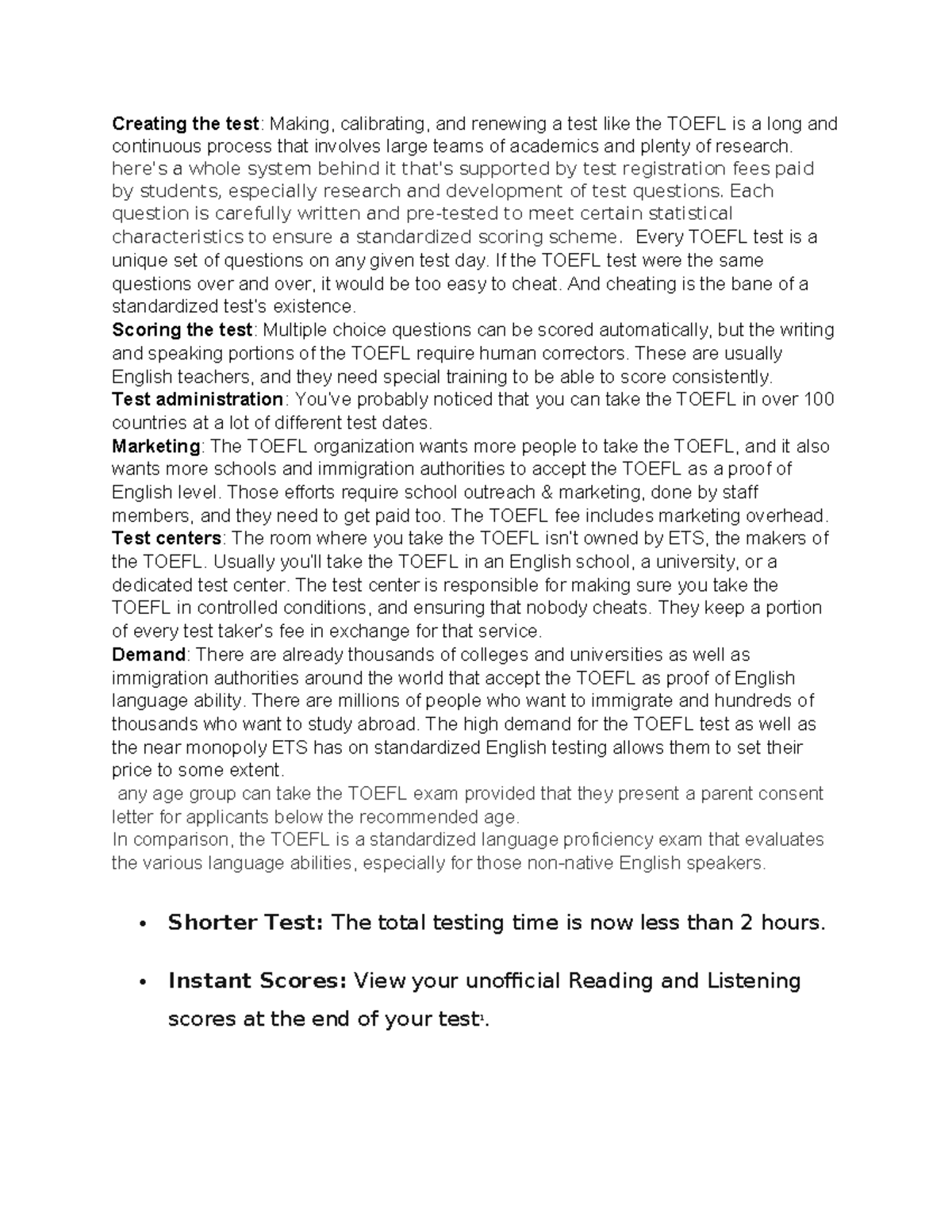 Creating the test - here's a whole system behind it that's supported by ...