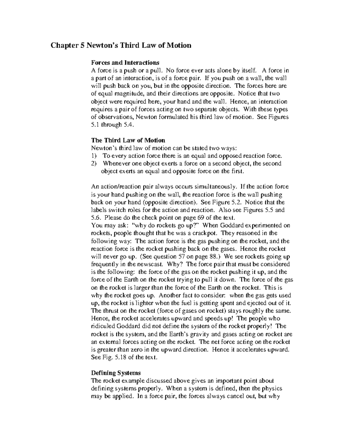 Chapter 05 Newton's Third law of Motion - Chapter 5 Newton’s Third Law ...