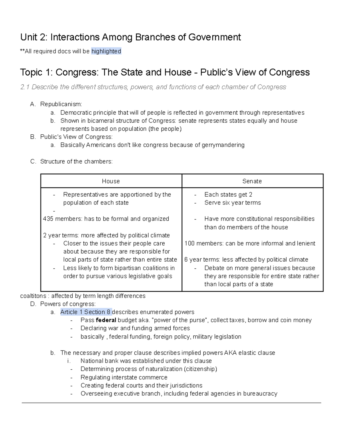 Unit 2 :Interactions Among Branches of Government - Unit 2 ...