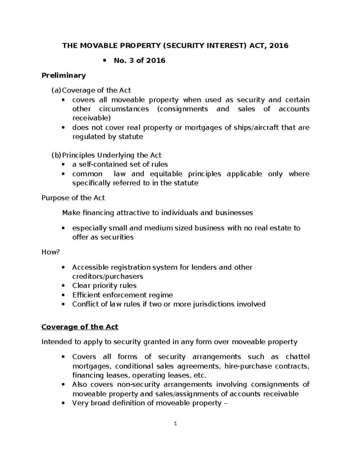 THE Movable Property ( Security Intest) ACT, 2016 - Judge W S Mweemba ...