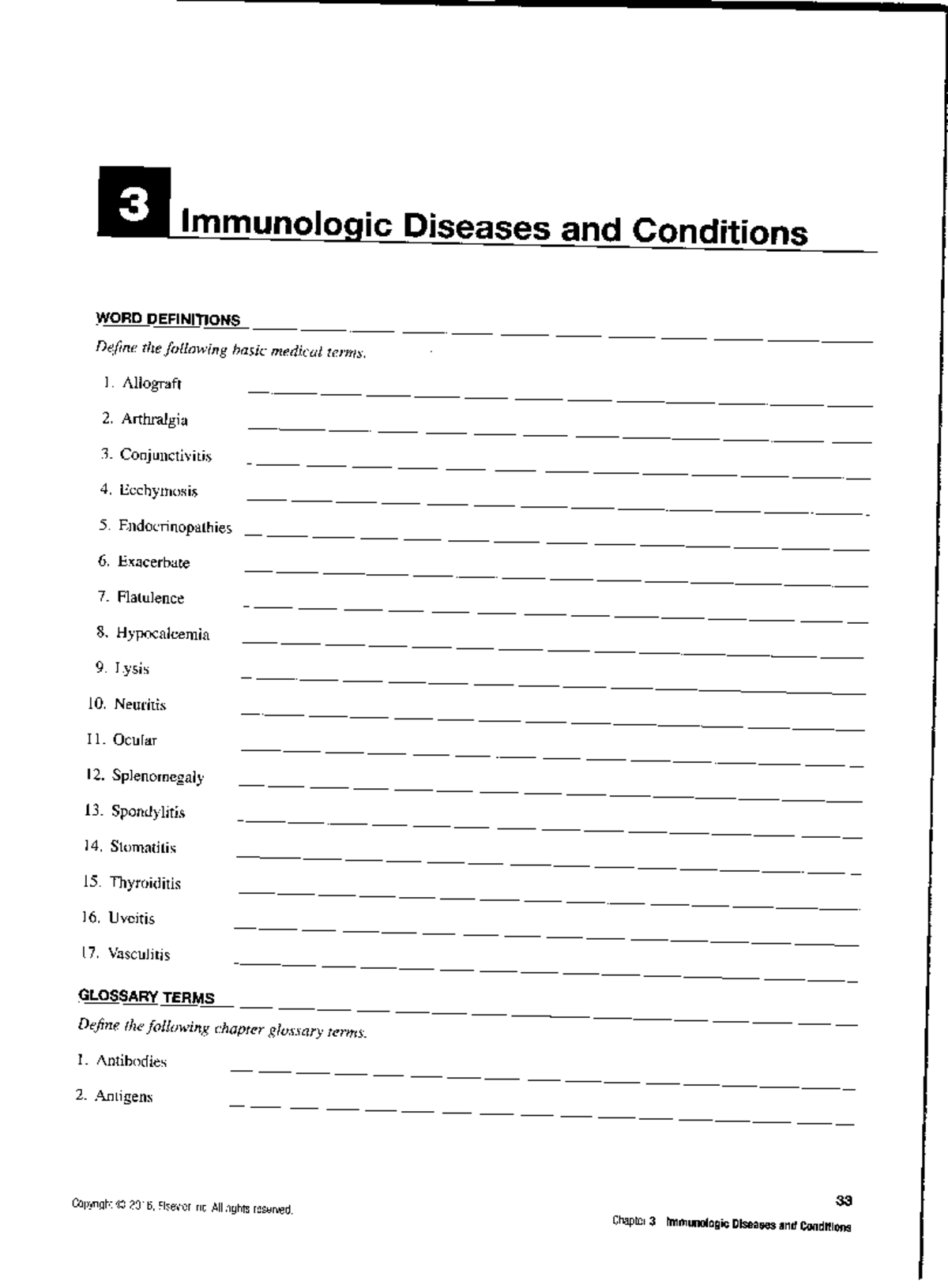 Worksheet chapter 3 immunologic diseases 3 fillable worksheet 2024 - 3 ...