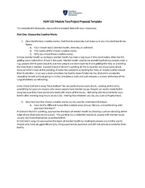 HUM 102 Module Four Project Draft Template - HUM 102 Module Four ...
