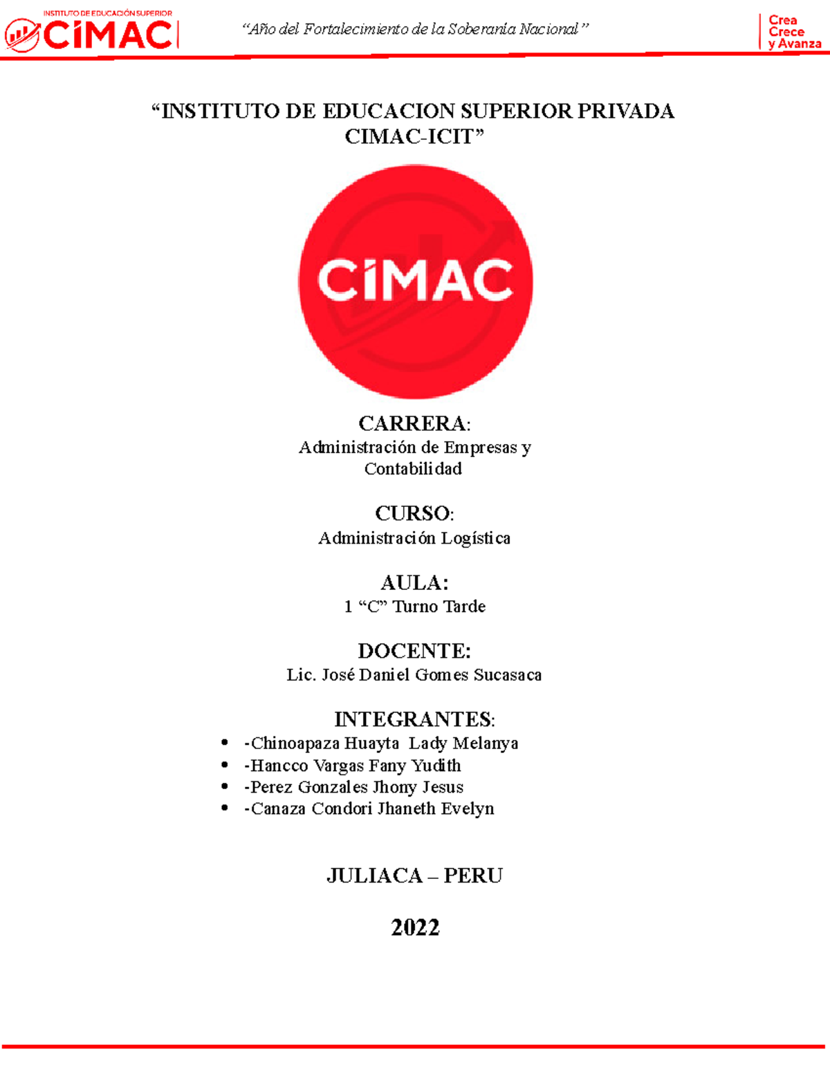 Trabajo DE Logistica 2022 - “INSTITUTO DE EDUCACION SUPERIOR PRIVADA ...