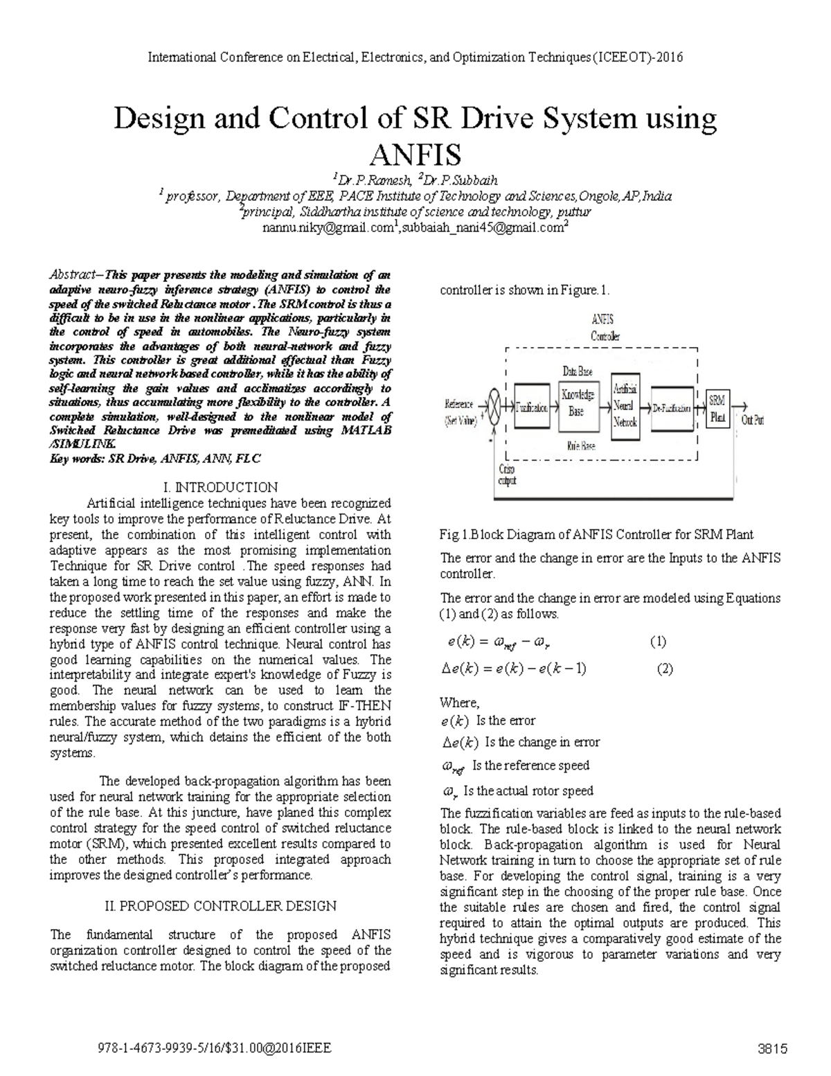 Design and Control of SR Drive System using - 978-1-4673-9939-5/16/$31 ...