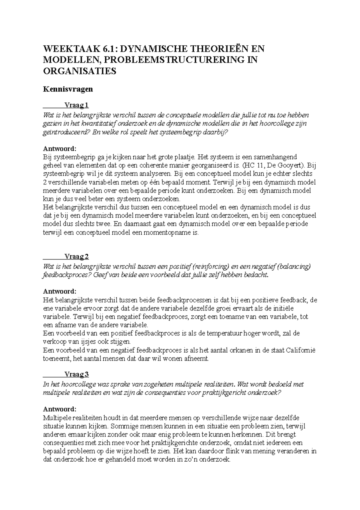 OIMA Weektaak 6 - WEEKTAAK 6: DYNAMISCHE THEORIEËN EN MODELLEN ...
