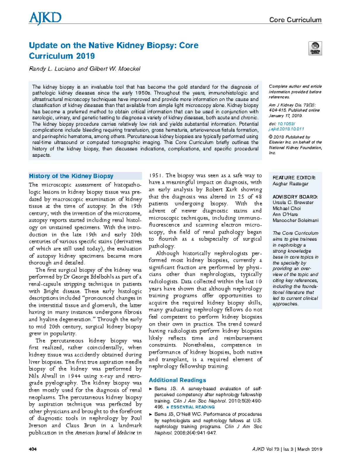 Update on the Native Kidney Biopsy Core Curriculu - Update on the ...