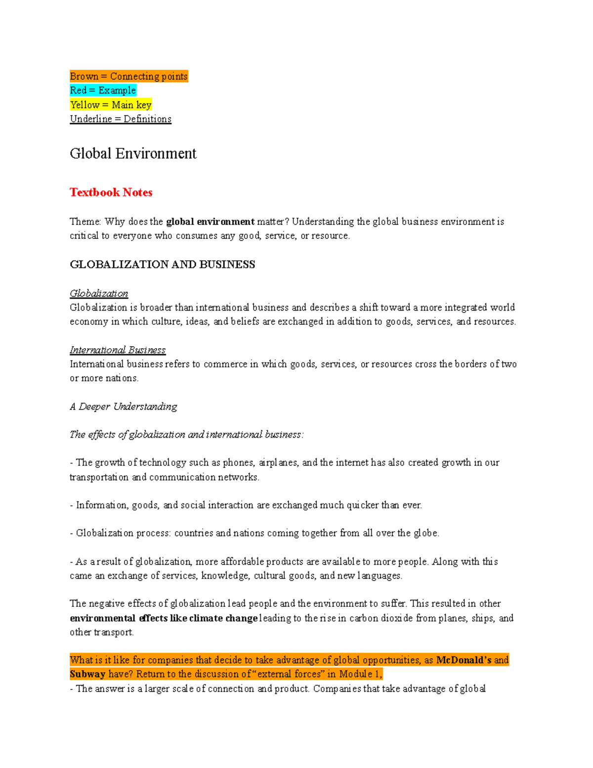 WEEK 3 Global Environment Notes, Powerpoint, Discussion - Brown ...