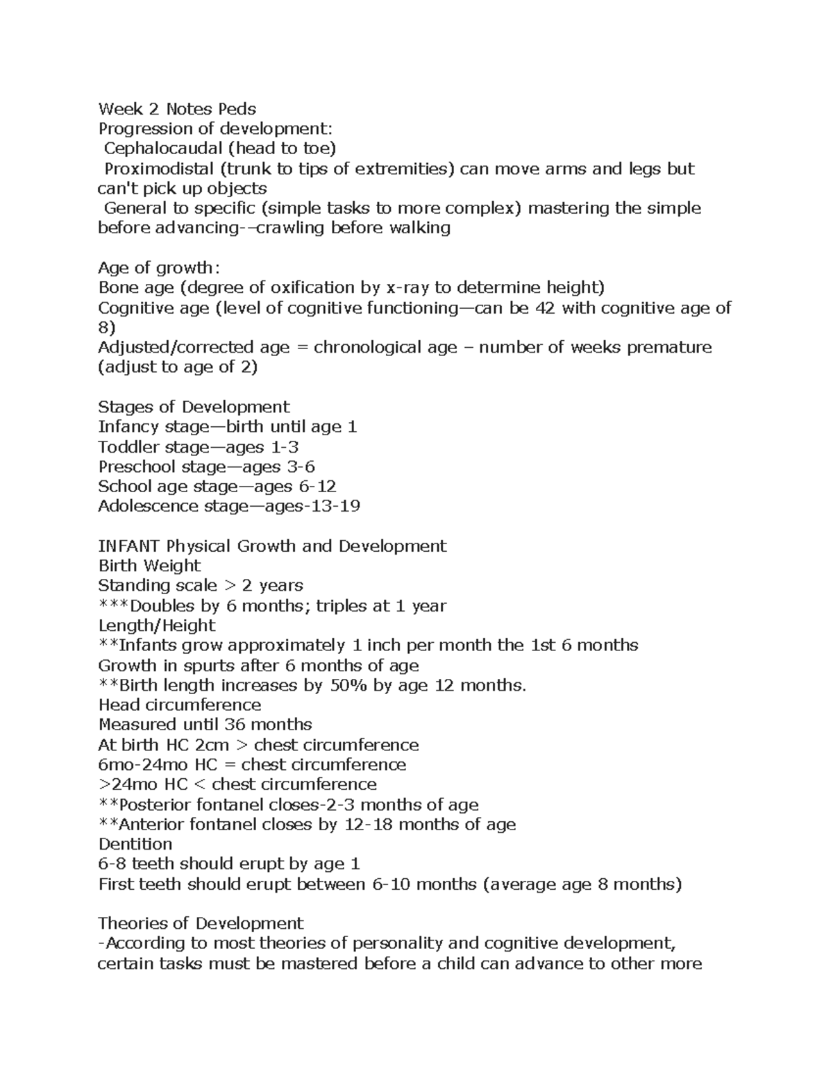 Pediatric Growth & Development - Studocu