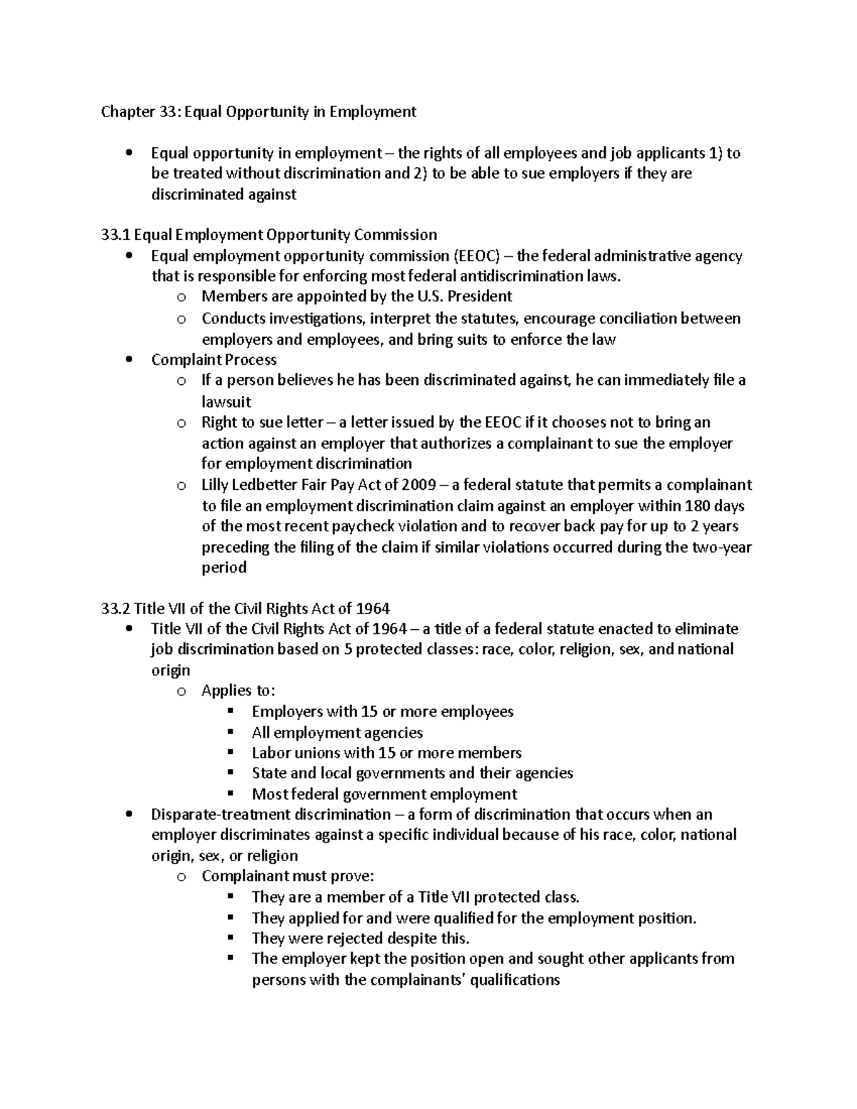Chapter 33- Equal Opportunity in Employment - o Members are appointed ...