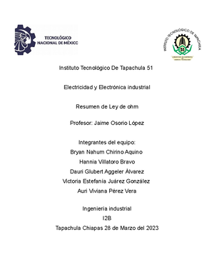 1.5 Potencia Electrica - INSTITUTO TECNOLÓGICO DE TAPACHULA CATEDRÁTICO ...