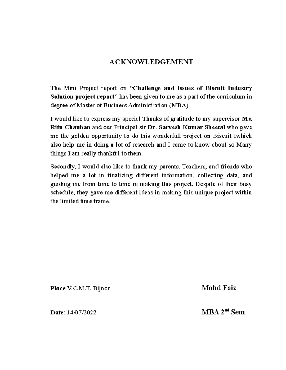 Acknowledgement 25 - ACKNOWLEDGEMENT The Mini Project report on ...