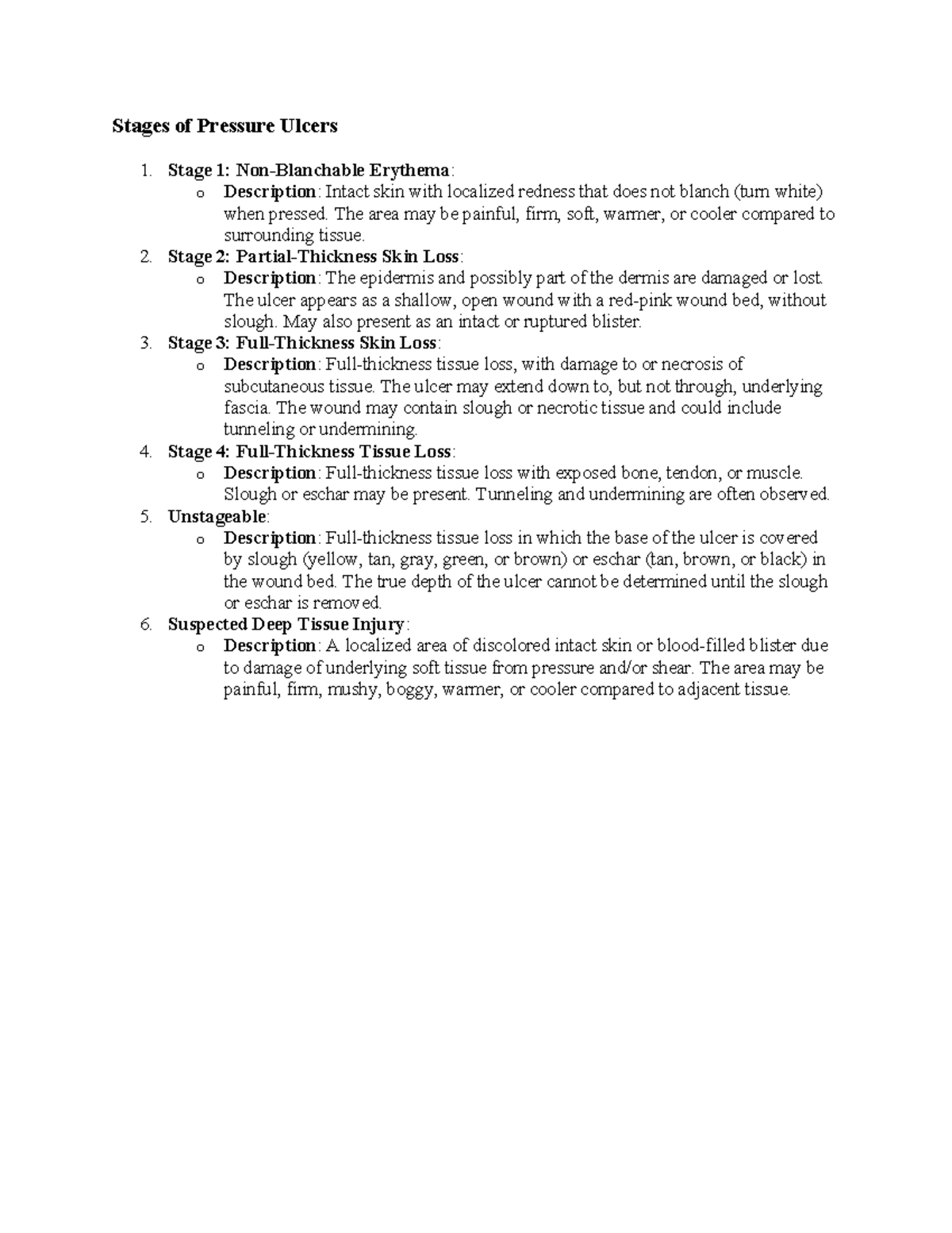 Stages of Pressure Ulcers - Stages of Pressure Ulcers Stage 1: Non ...