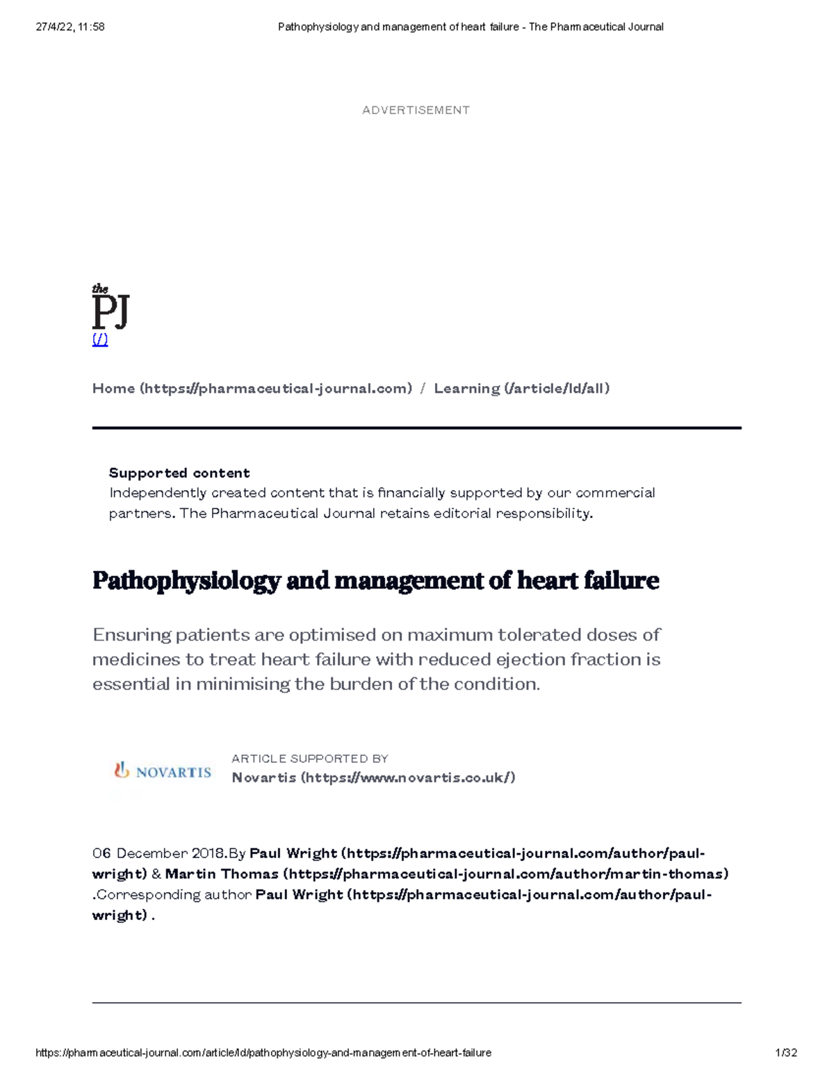 Pathophysiology and management of heart failure - The Pharmaceutical ...